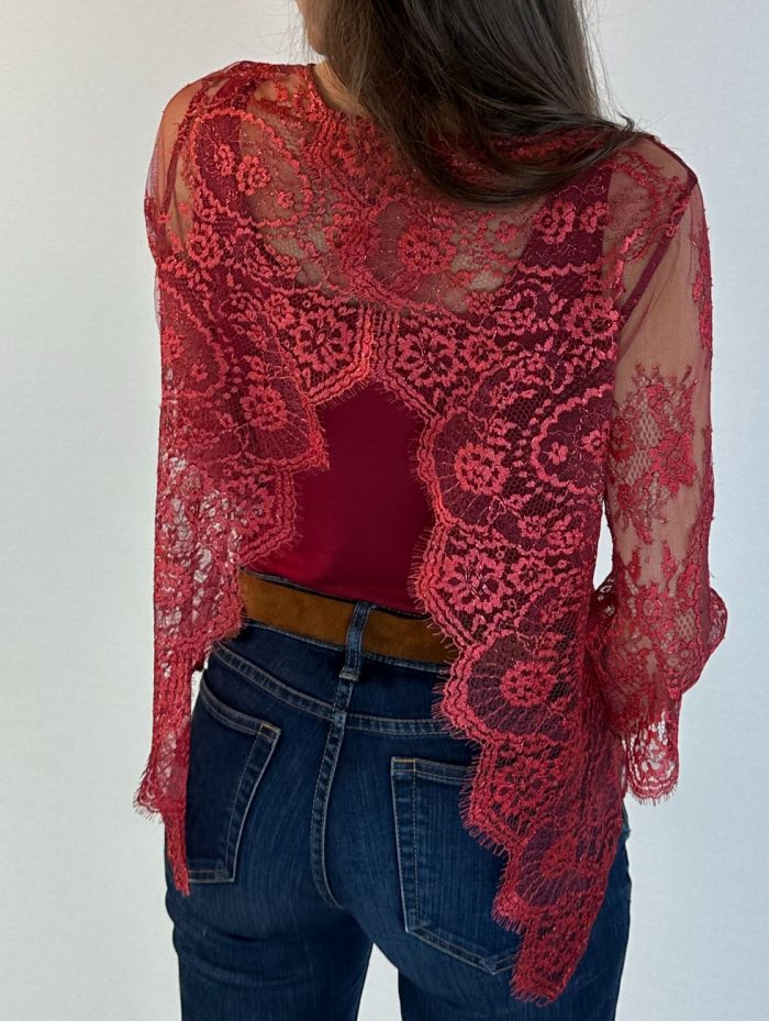 Blouse Amiral dentelle rouge - Dentelle Calais-Caudry - Maison 1889